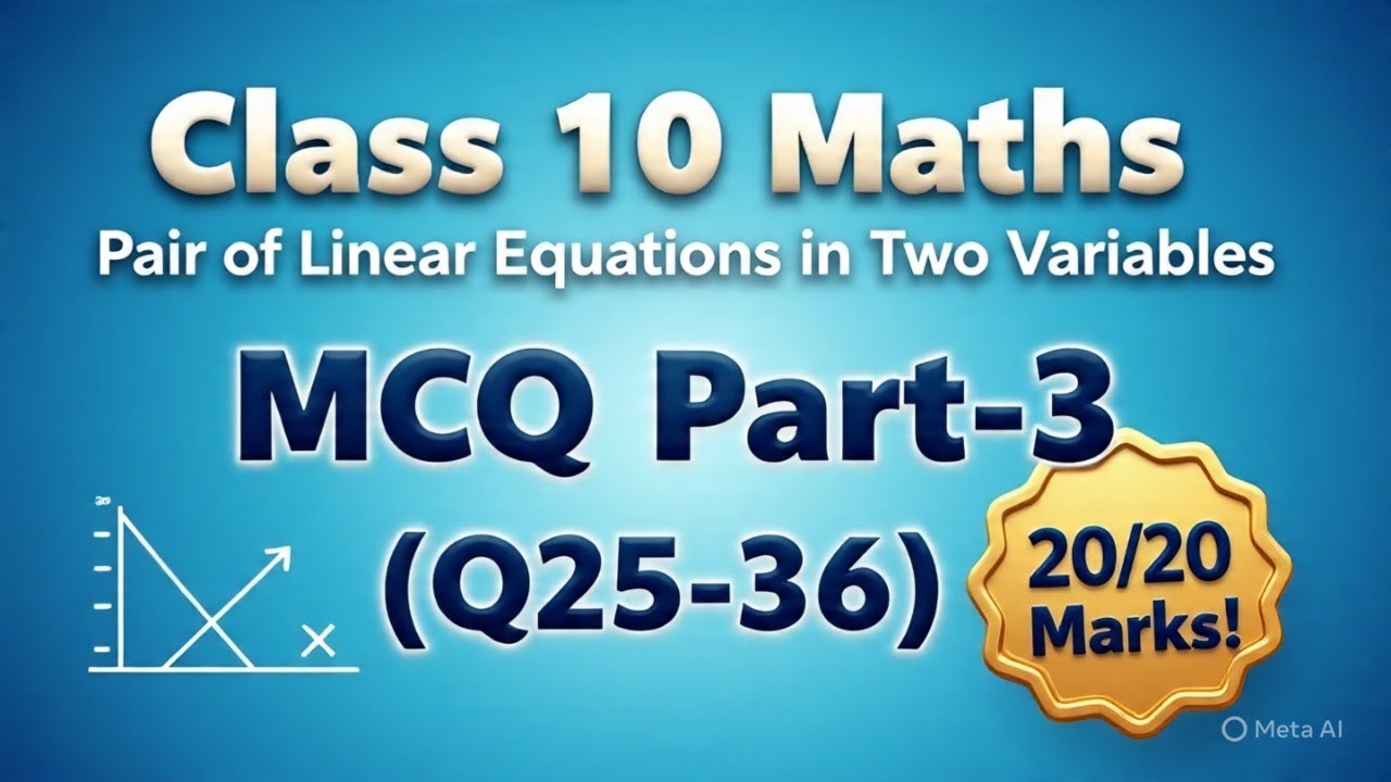 Class 10 Pair Of Linear Equations In Two Variables | MCQ Q25-36 Part-3 ...