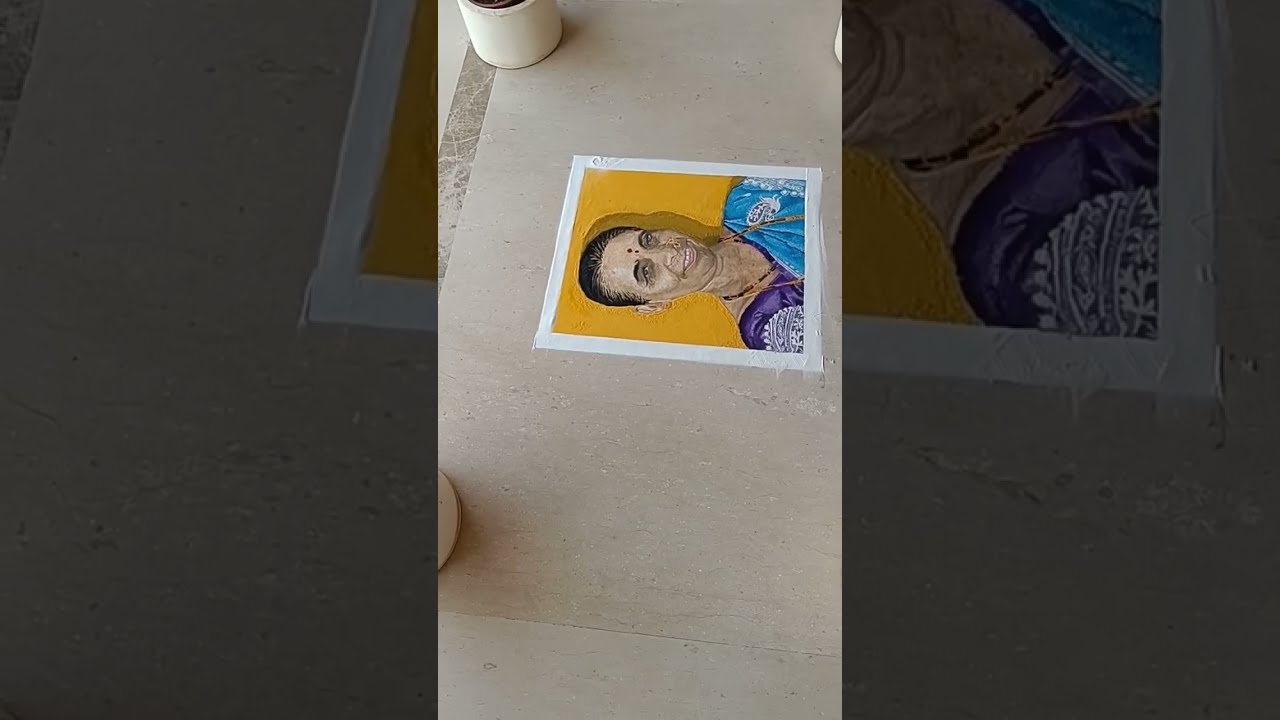 Realistic portrait rangoli of mother//rangoli for diwali//how to make ...