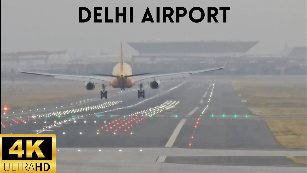 4K Plane Spotting Delhi IGI Airport Terminal-3 Arrivals | Runway 29L ...