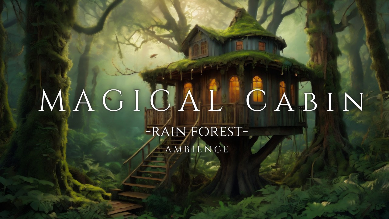 Magical Jungle Cabin Ambience 🌧️🌿 3h Relaxing Rainforest Sounds with ...