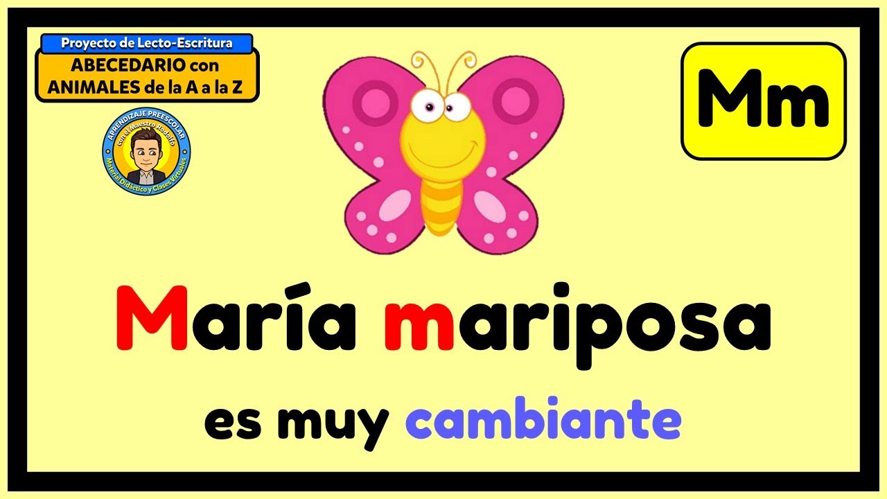 ABECEDARIO para Niños - María mariposa y la LETRA "M" Proyecto integral ...