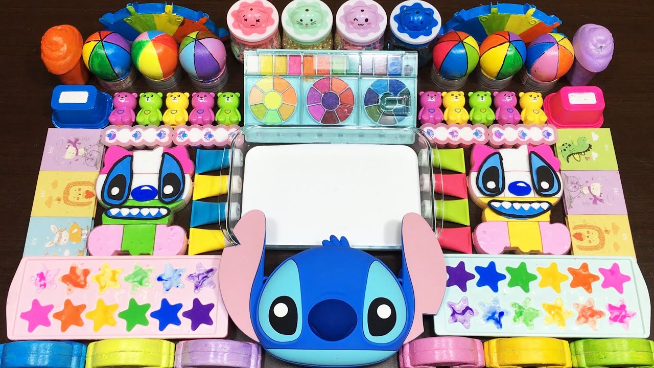 STITCH Slime 🌻🌻🌻Mixing random into GLOSSY slime🌻🌻🌻Satisfying LaLa Slime ...