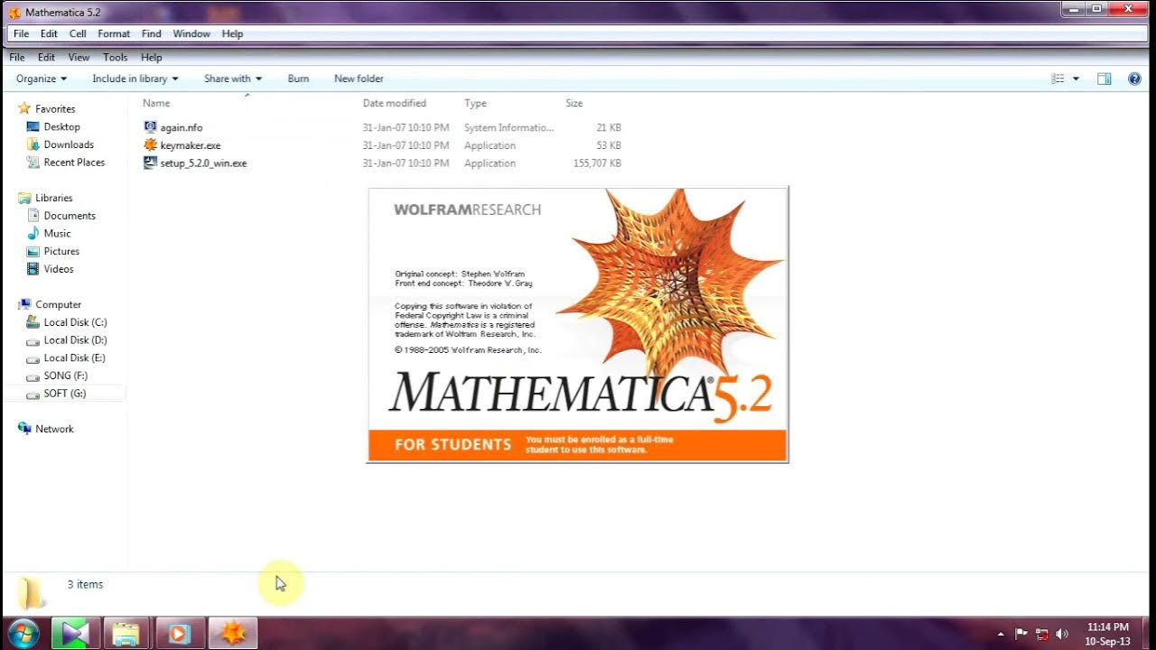 Installing mathematica 5.2 with license - YouTube