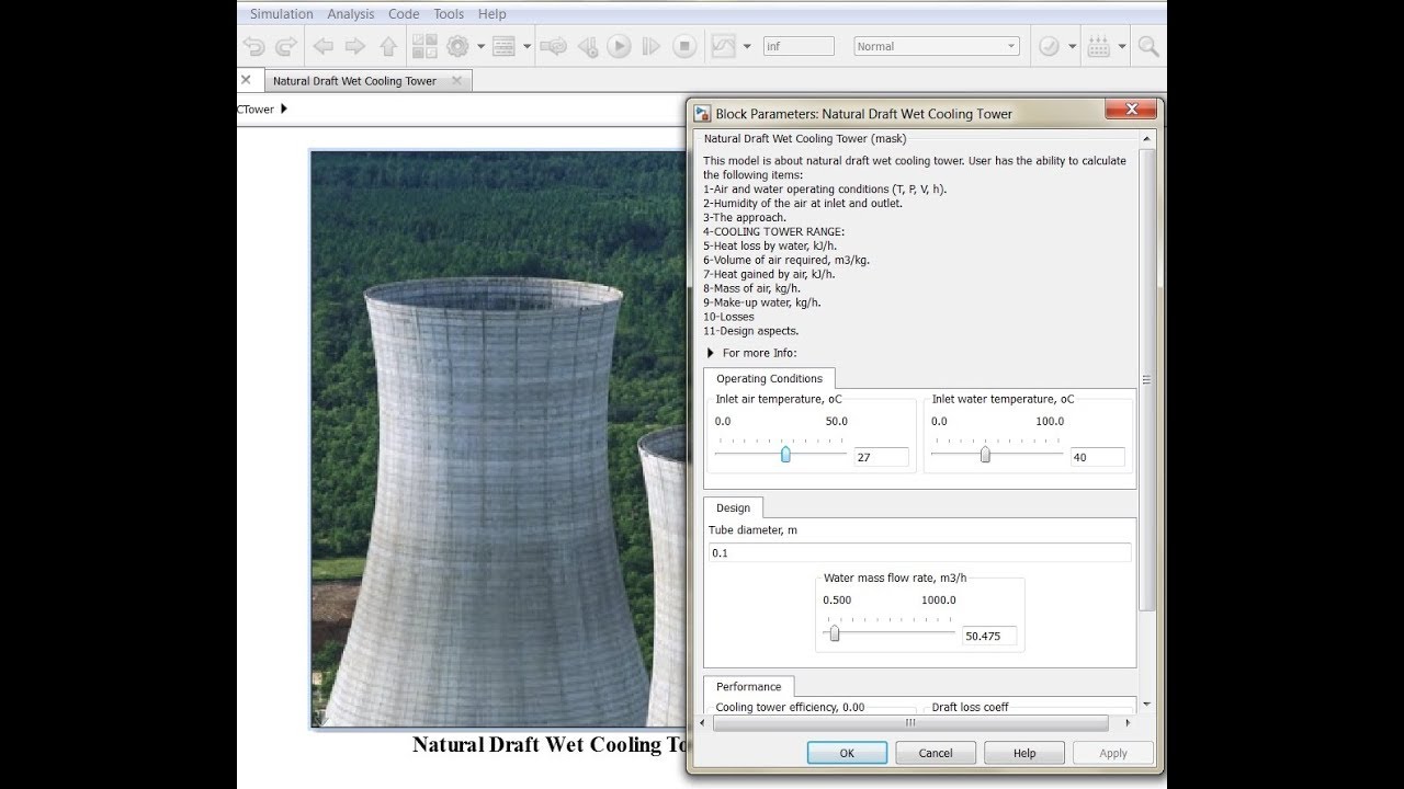 Natural Draft Wet Cooling Tower Matlab/Simulink model - YouTube