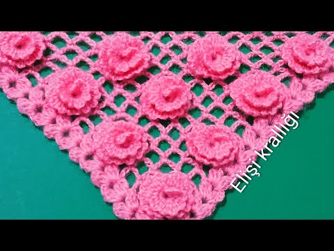 KENDİ TASARIMIM KARANFİL MODELİ ÜÇGEN ŞAL YAPIMI ✔️MAKING MY OWN DESIGNED CARNATION SHAWL✔️