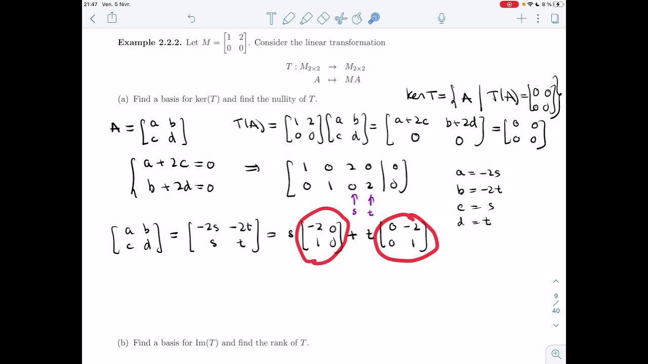 Linear Algebra 2 - 2.2.1 - Kernel and Image of Linear Transformations ...