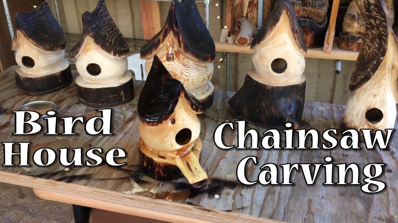 Birdhouse Chainsaw Carving - YouTube