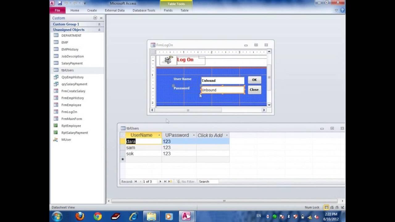 MS Access Login Form - YouTube