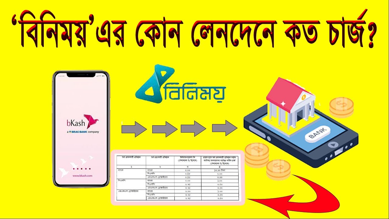 বিনিময়' এ লেনদেন করলে সার্ভিস চার্জ কত কাটবে? Binimoy Account Service ...