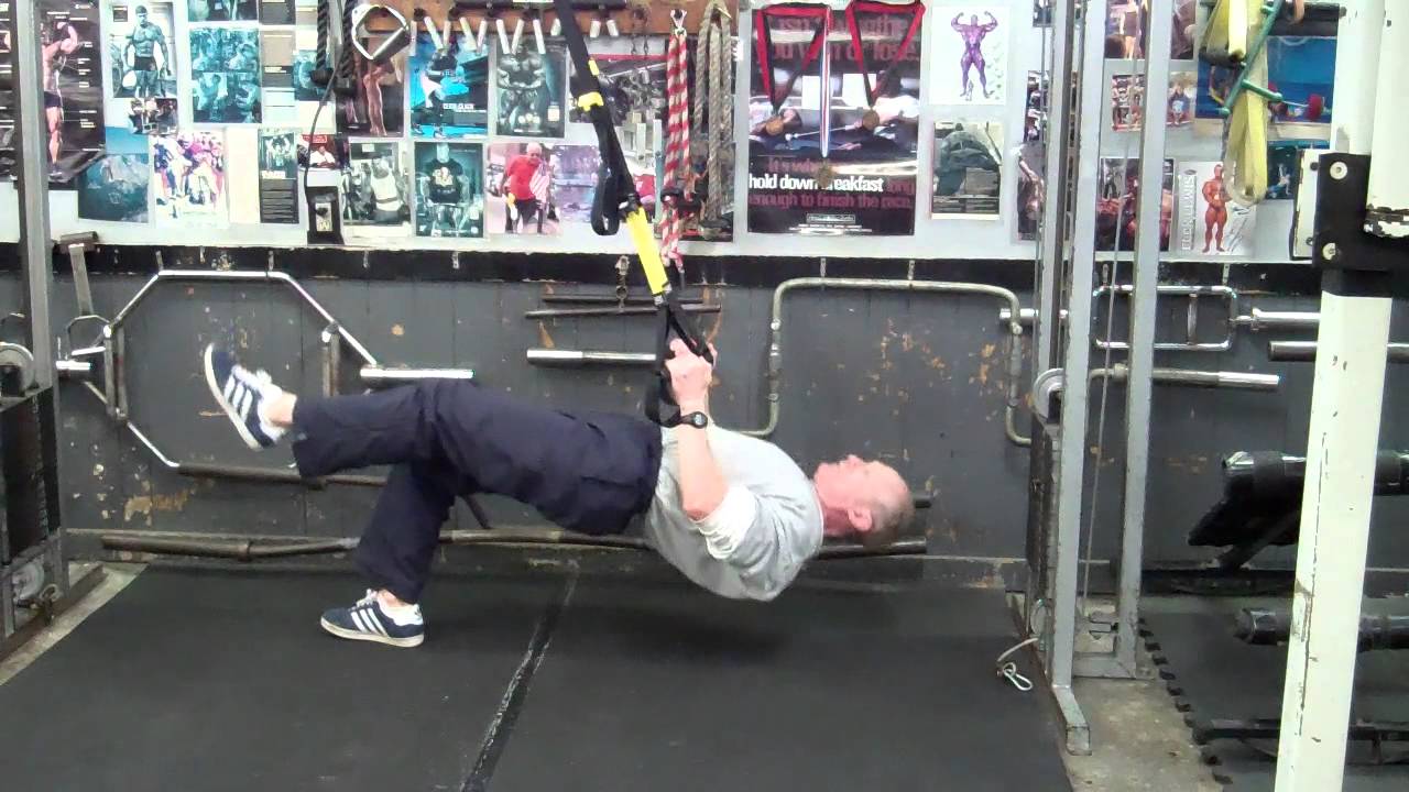 1 leg Glute bridge TRX supine row - YouTube