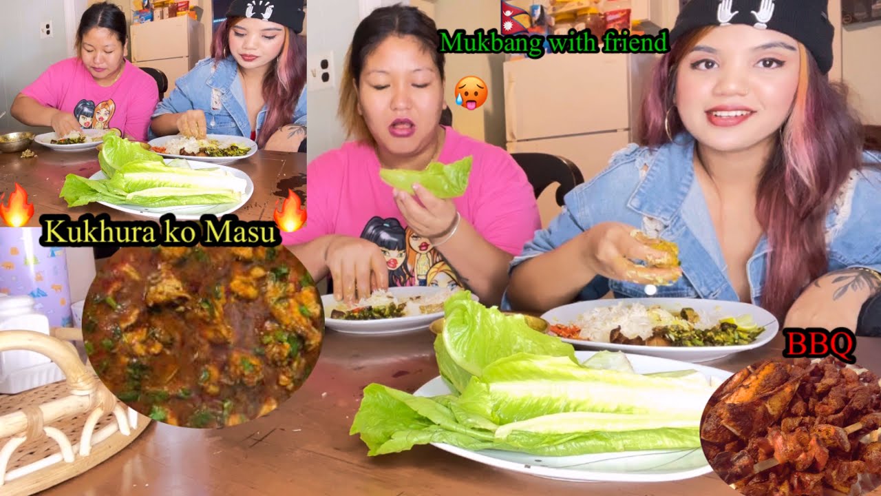 NepaliMukbang#Kukhura Ko Masu Ra BBQ Pork,Belly ANI Bhindi,Curry 🥵 ...