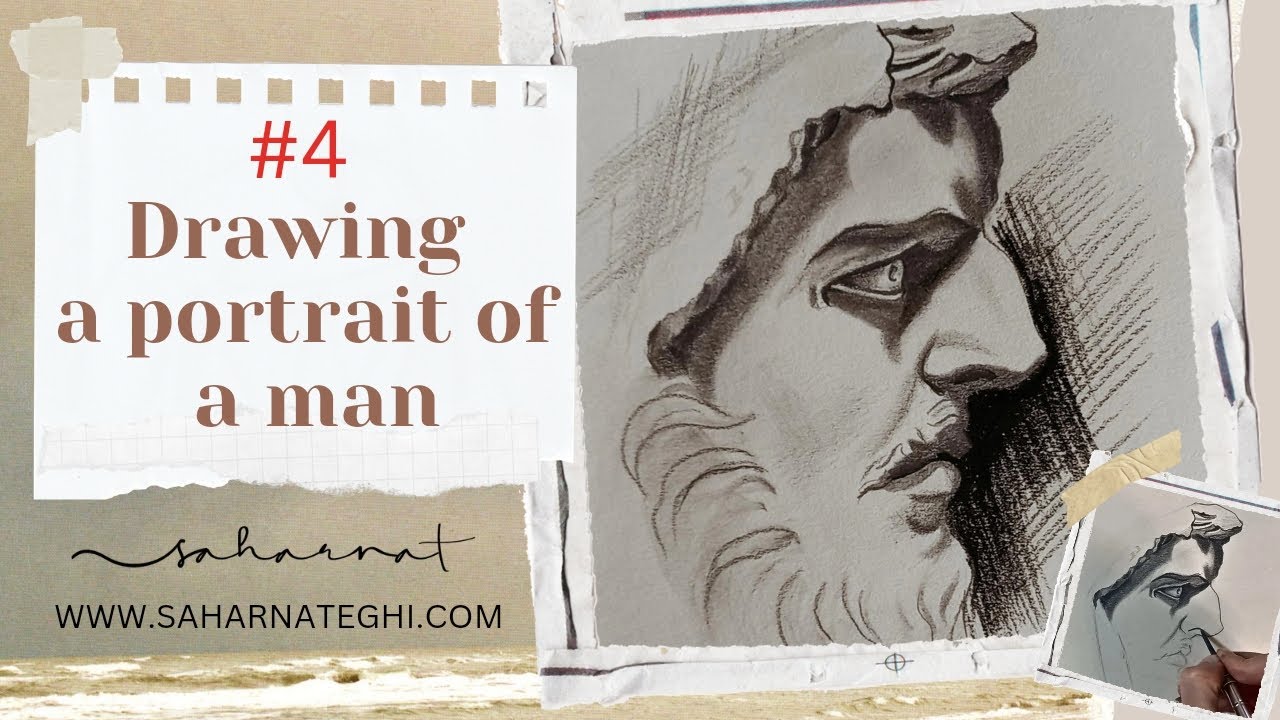 Drawing a portrait of a man in the Baroque era by Bargue Method - YouTube