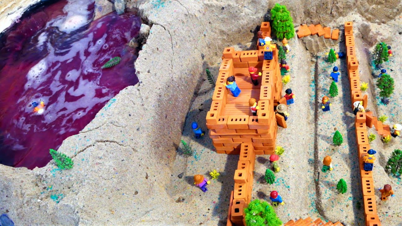 LEGO DAM BREACH AND LEGO MINIFIGURES MINI BRICK CASTLE FLOOD DISASTER ...