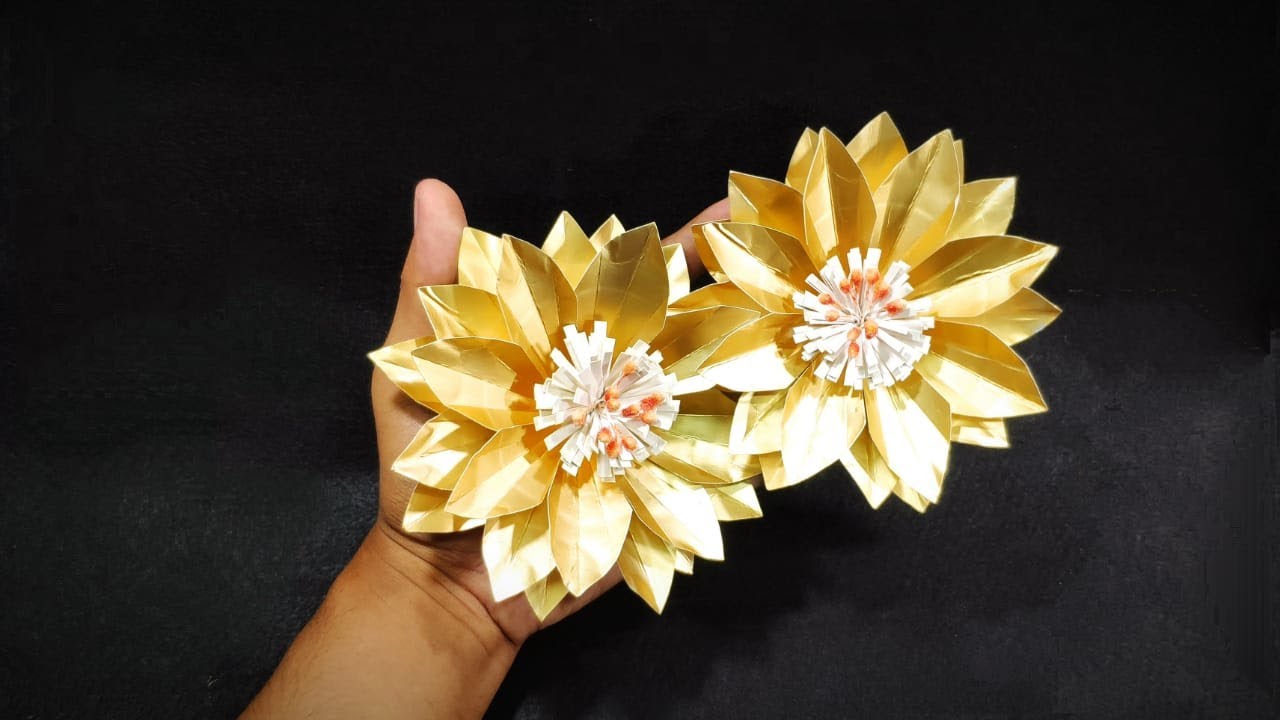 Bunga Cantik dari Piring Kertas Pesta - Tutorial Membuat Bunga Emas ...