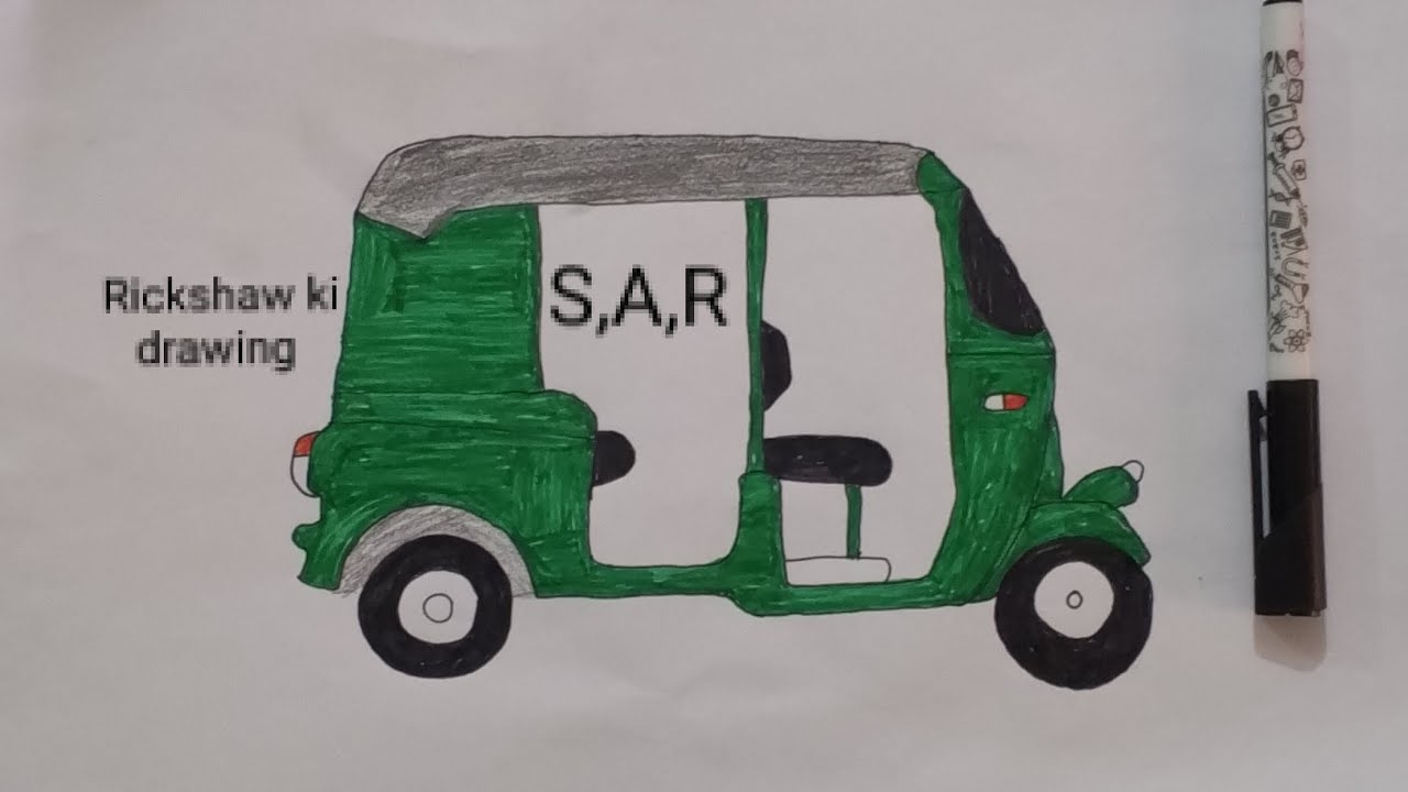 How to draw Auto Rickshaw step by step | pencil drawing videos | Car ...