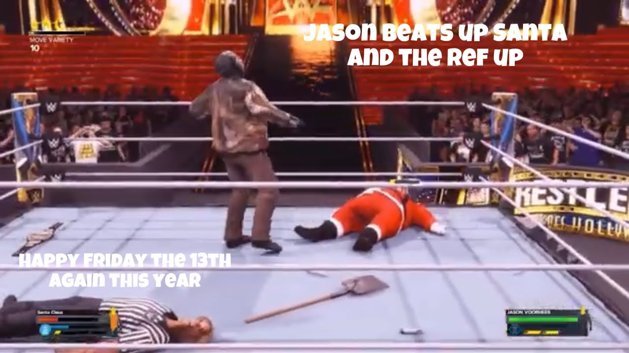 WWE 2K24 Jason beats up Santa on Friday the 13th - YouTube