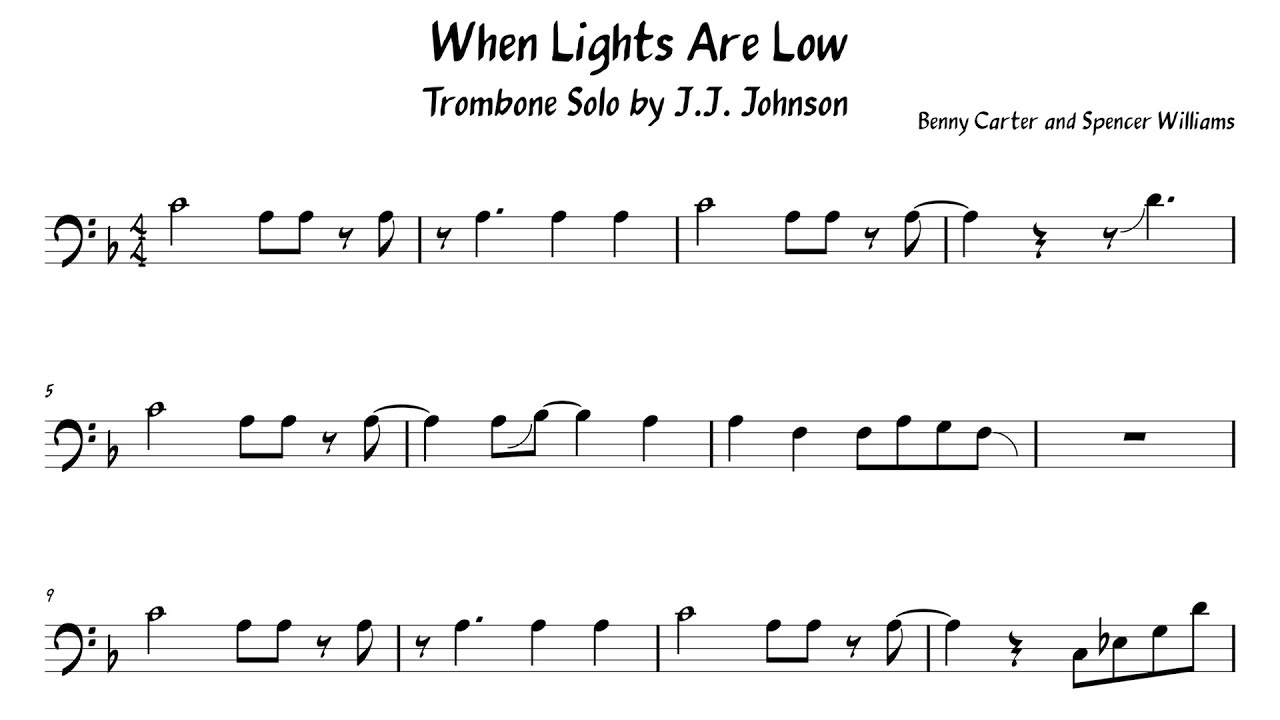 J.J. Johnson- 'When Lights Are Low' Trombone Transcription - YouTube