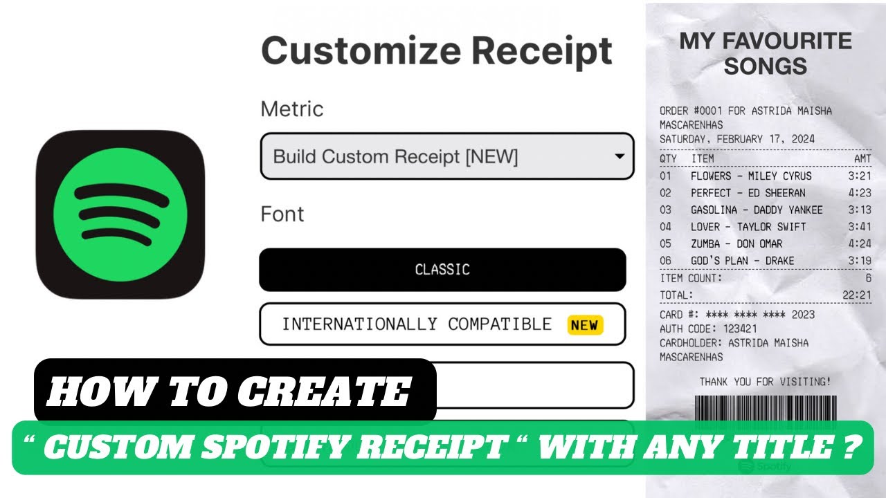 How to create custom receipt on Spotify | custom Spotify Receiptify ...