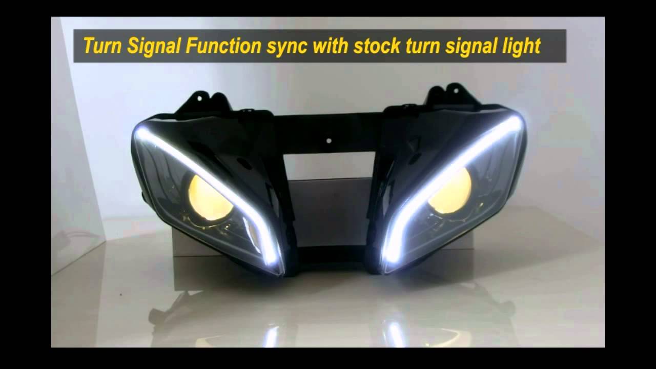 08-15 Yamaha R6 Projector Fiber Optic HID Headlight With 55 Watt Bi ...