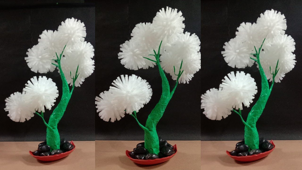 Diy artificial flower tree making idea/How to make Foam flower - YouTube