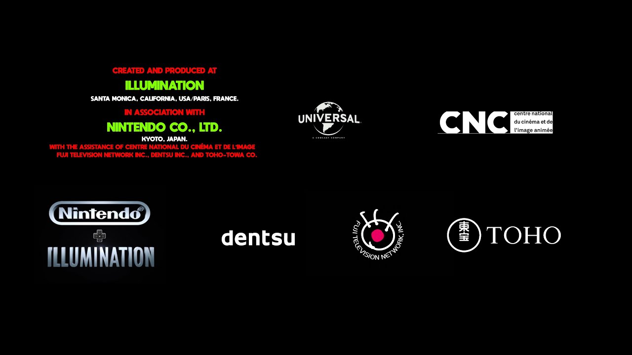 Mario Closing Logos-Universal Pictures/Nintendo/Illumination/CNC/Dentsu ...