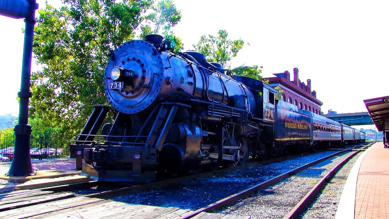 #734 leads the Western Maryland Scenic Steam Train - YouTube