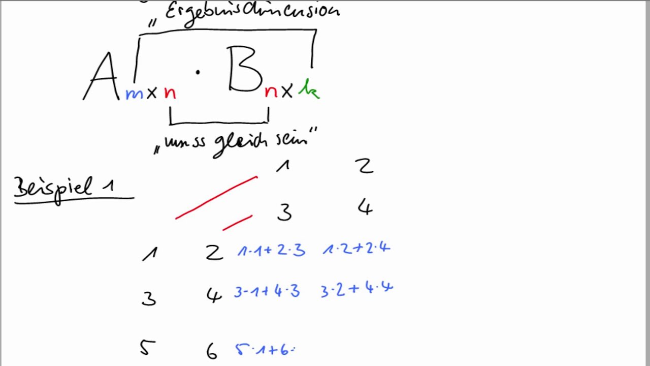 Matrizenmultiplikation mit Falk-Schema und in Excel - YouTube
