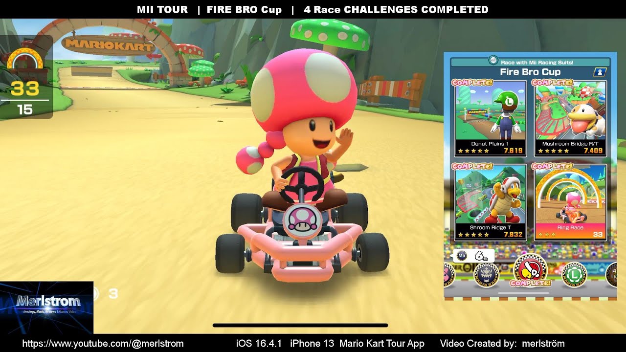 Mario Kart Tour MII TOUR ⫸ FIRE BRO Cup 4 Race CHALLENGES COMPLETED⫷ ...