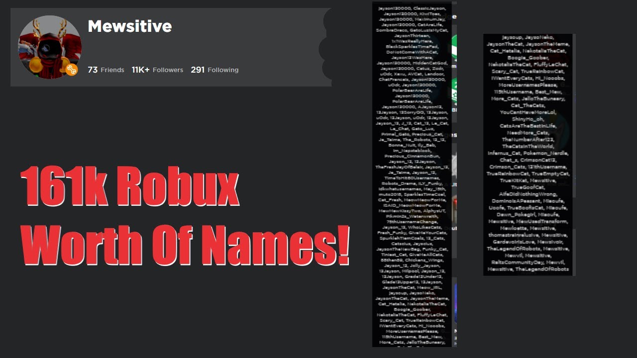 Roblox Player With 161 Usernames!!! | Roblox - YouTube