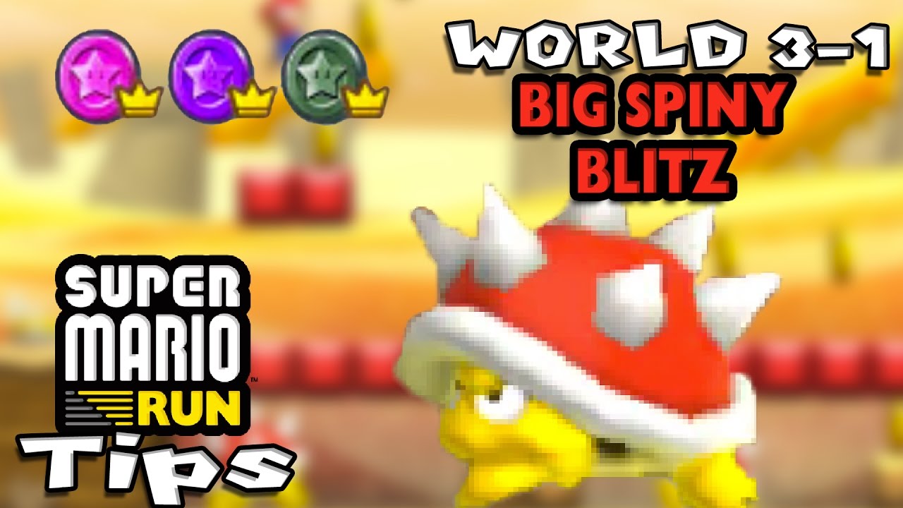 Super Mario Run Pink Purple Black Coins for World 3-1 Big Spiny Blitz ...