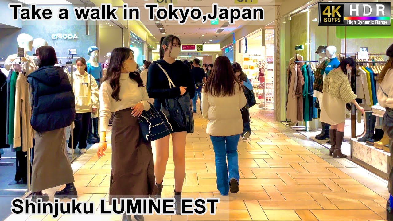 4K 60fps HDR// Take a walk in Tokyo, Japan, LUMINE EST→Shinjuku Rambling Road→Shinjuku Dori ...