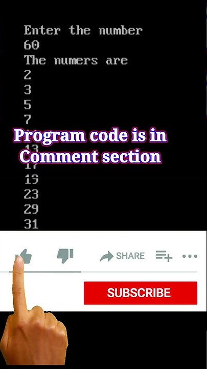 #𝟏𝟐 𝐏𝐫𝐢𝐧𝐭 𝐚𝐥𝐥 𝐩𝐫𝐢𝐦𝐞 𝐧𝐮𝐦𝐛𝐞𝐫𝐬 𝟏 𝐭𝐨 𝐭𝐢𝐥𝐥 𝐍 𝐢𝐧 𝐜 𝐩𝐫𝐨𝐠𝐫𝐚𝐦𝐦𝐢𝐧𝐠 𝐥𝐚𝐧𝐠𝐮𝐚𝐠𝐞 | #𝐬𝐡𝐨𝐫𝐭𝐬 | - YouTube