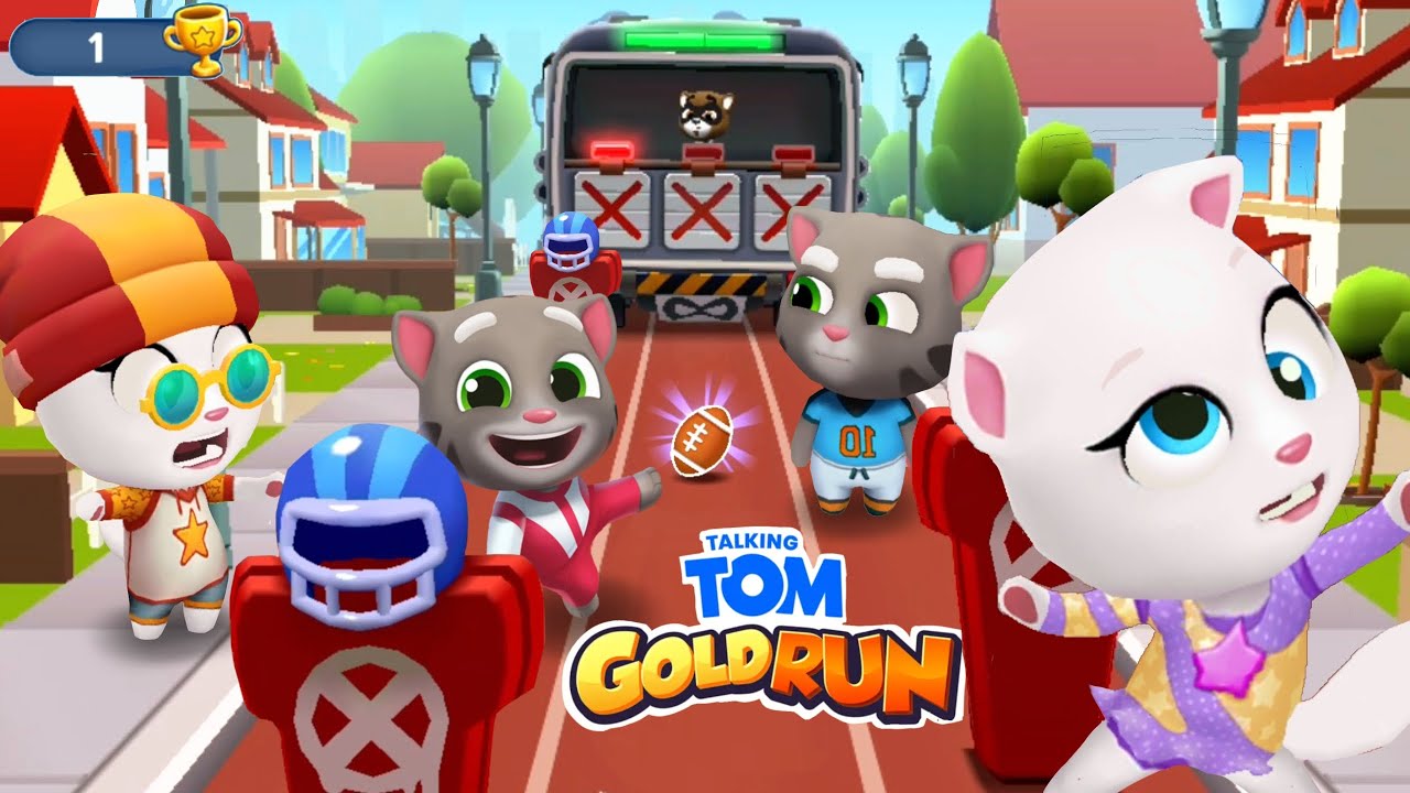 Talking Tom Gold Run - Skater Angela vs Champion Tom vs Football Tom vs ...