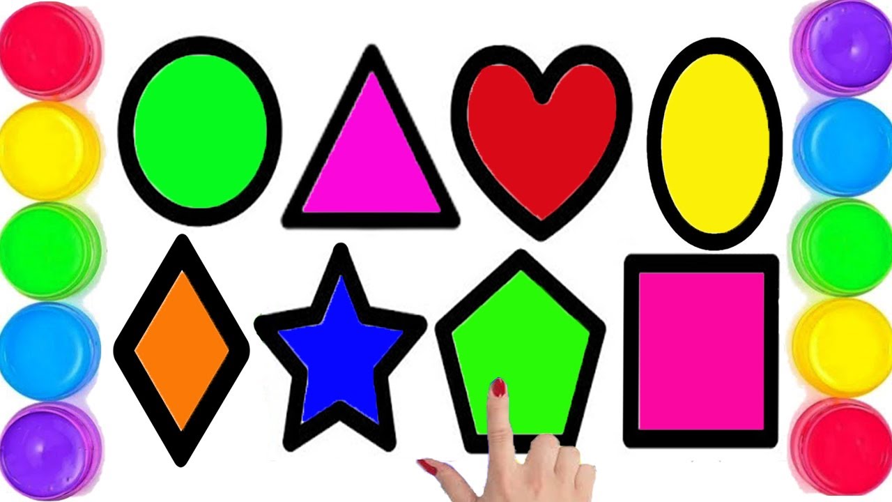2D shapes drawing for toddlers Square Circle oval shapes colors learn ...