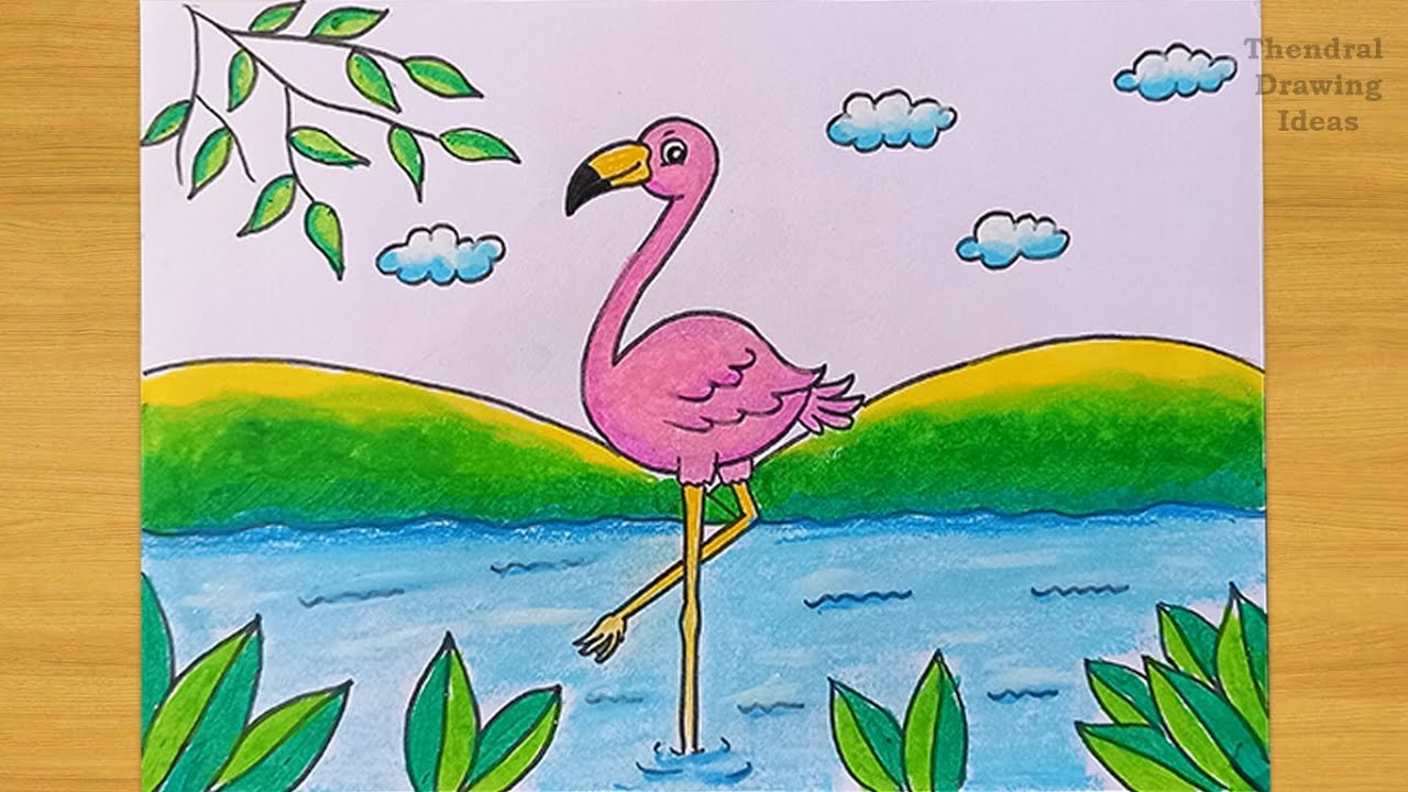 How to draw flamingo - YouTube