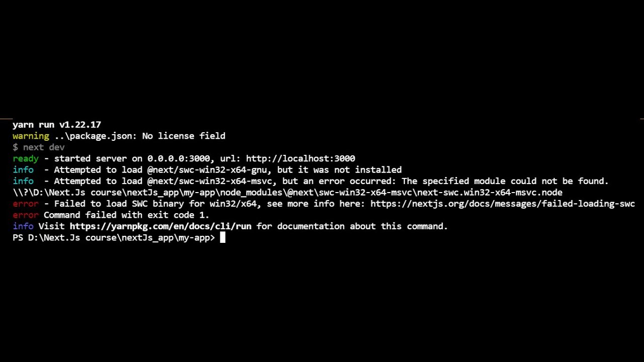 NextJs App Error Failed To Load SWC Binary For Win32 x64 Error