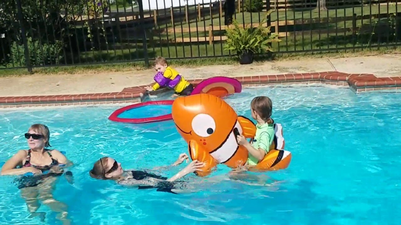 More pool fun with our family - YouTube