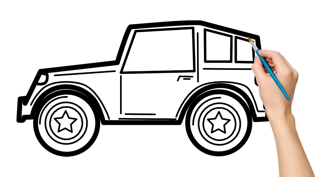 JEEP DRAWING AND COLORING | WATERCOLOR PAINTING FOR FOR KIDS AND ...
