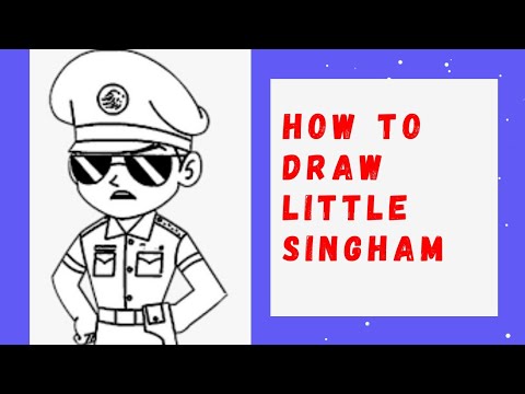 How to Draw little Singham Desh Ka sipahi - step by step easy - YouTube