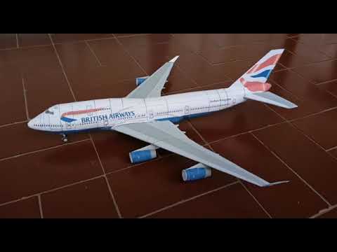papercraft plane Boeing 747-400 British airways - YouTube