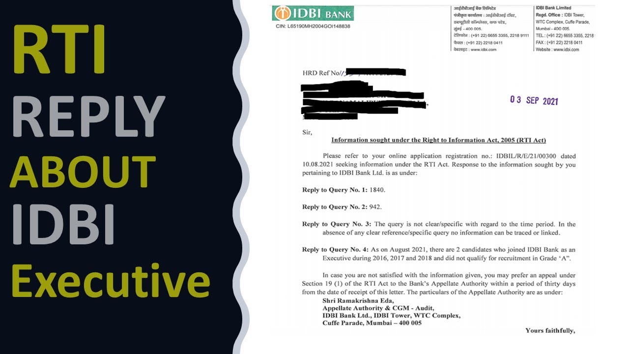 RTI REPLY ABOUT IDBI EXECUTIVE RECRUITMENT!!!!!!!!!!! - YouTube