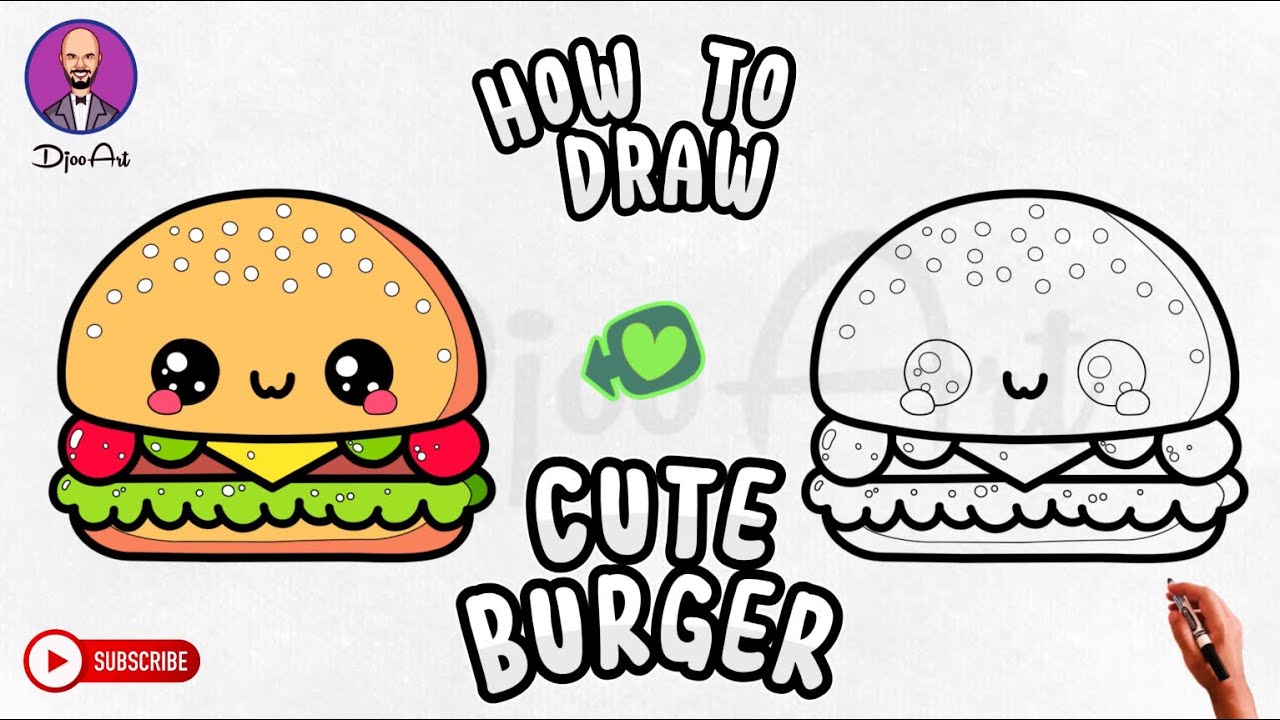 How to Draw and Color a Cute Burger - YouTube