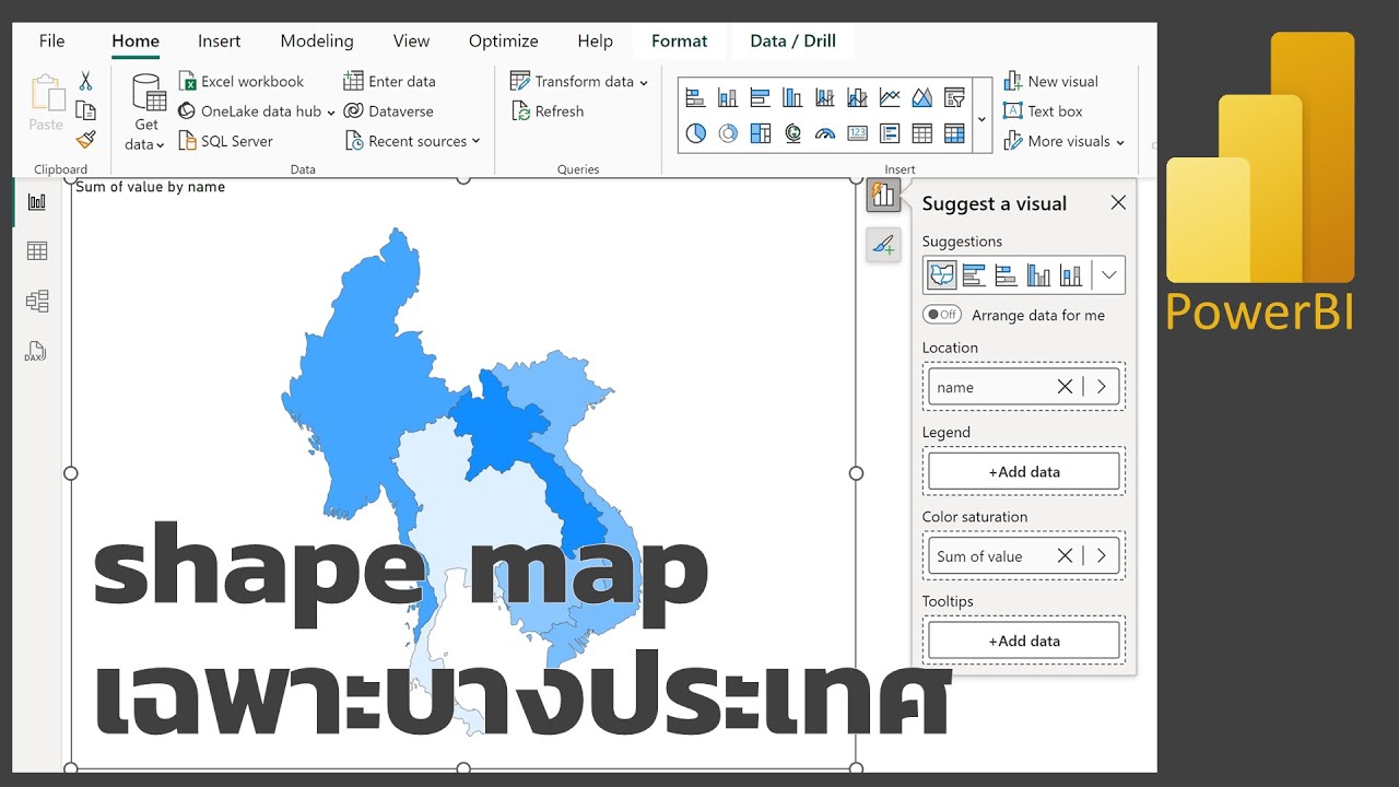 Power BI: การสร้างแผนที่ shape map แสดงเฉพาะบางประเทศ เช่น CLMV - YouTube