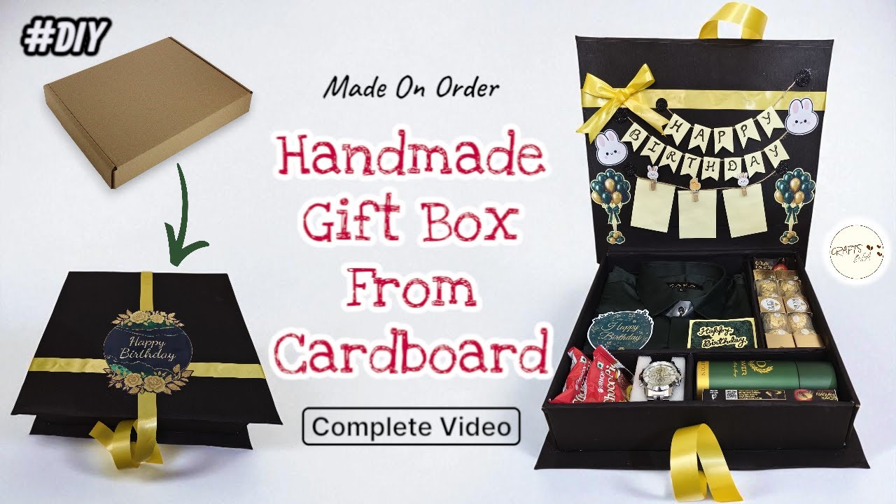 Handmade birthday gift box from cardboard 🎁| birthday hamper for him ...