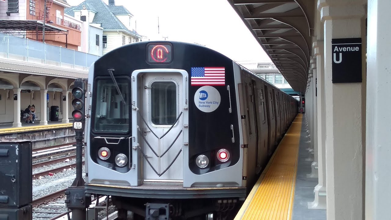 NYC Subway HD: Double R160 Q Trains via Sea Beach @Avenue U (6/6/19 ...