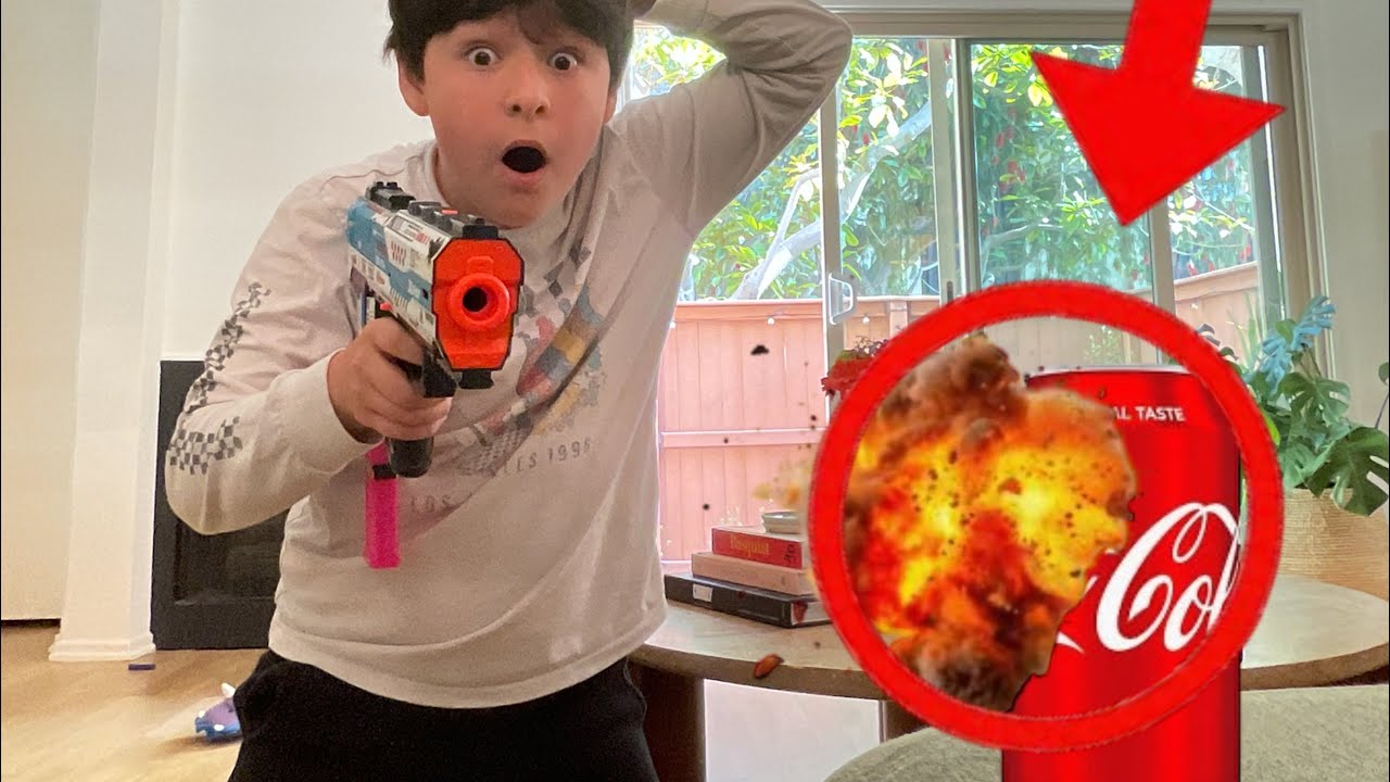Shooting coke can with the X Shot Fury x - YouTube
