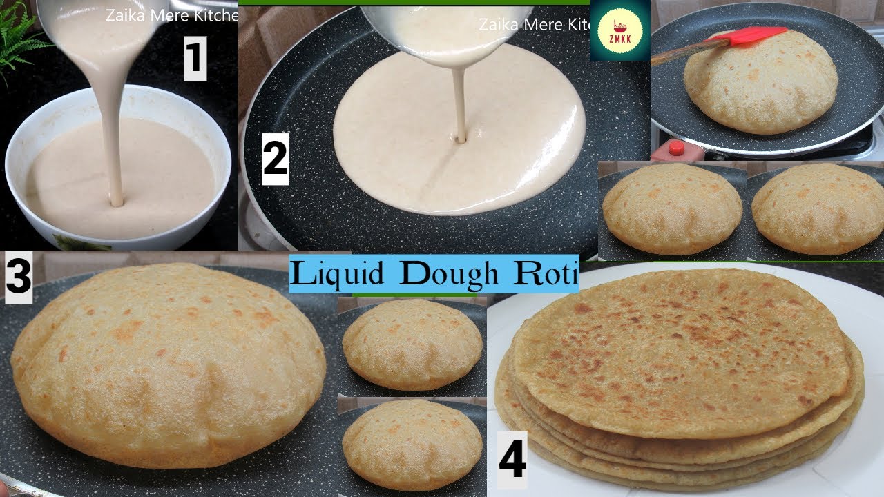 Roti Recipe With Liquid Dough [ Wheat Flour ] No Kneading no rolling ...