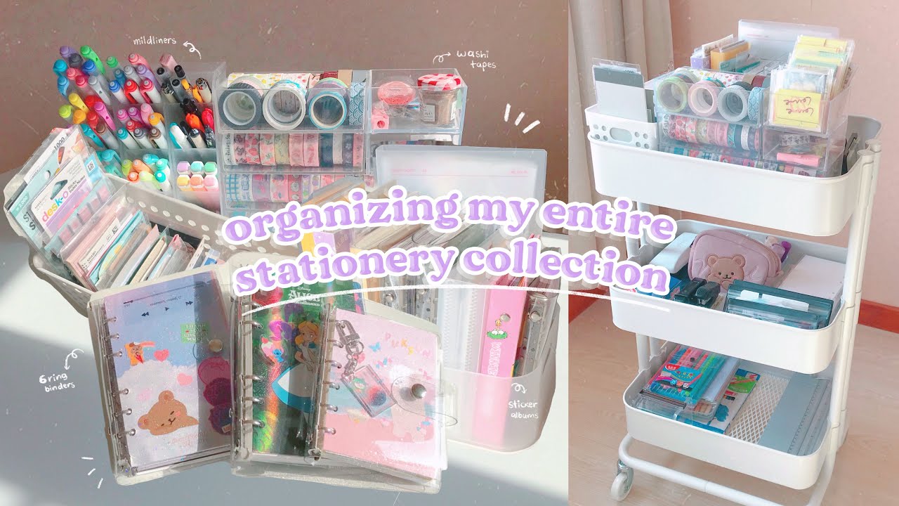 Organizing my entire stationery collection 🍓| Бүх бичиг хэрэгслээ ...