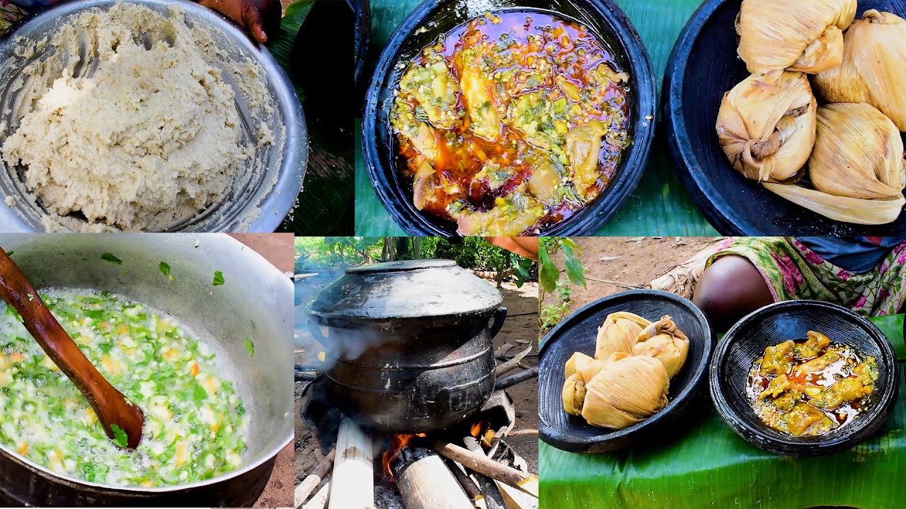 Africa Village || Cooking Ga Kenkey with Okro Stew || Best Food in the ...