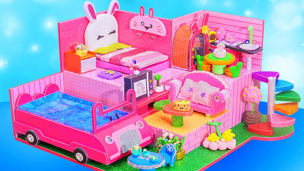 Build Lovely Double-Floor Rabbit Home with Colorful Steps and Swimming ...